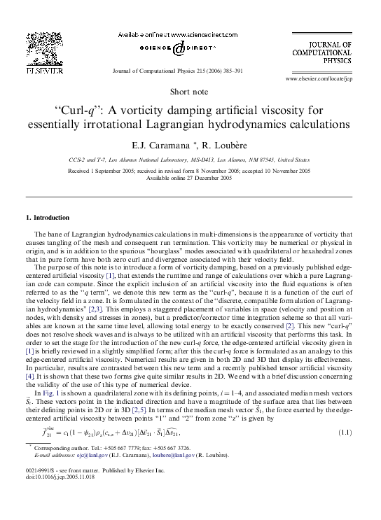 (PDF) “Curl-q”: A vorticity damping artificial viscosity for ...