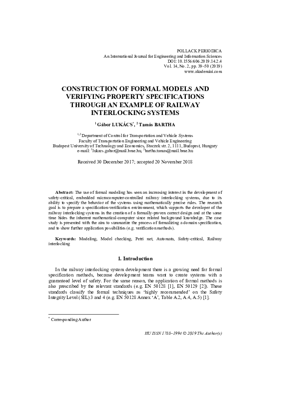 Pdf Construction Of Formal Models And Verifying Property Specifications Through An Example Of