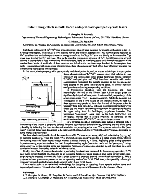 (PDF) Pulse timing effects in bulk Er/Yb codoped diode-pumped eyesafe ...