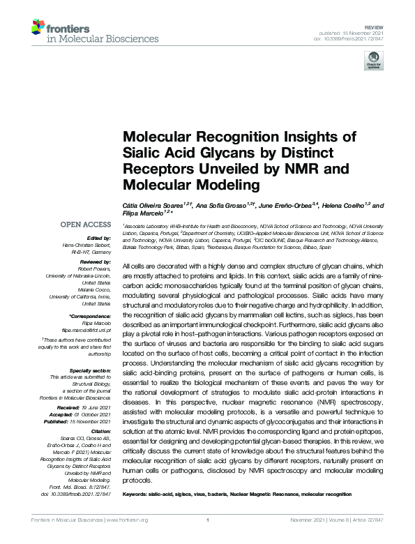 (PDF) Molecular Recognition Insights of Sialic Acid Glycans by Distinct Receptors Unveiled by ...