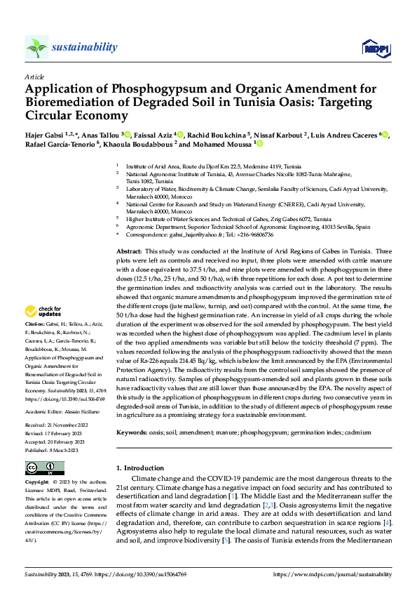(PDF) Application of Phosphogypsum and Organic Amendment for ...