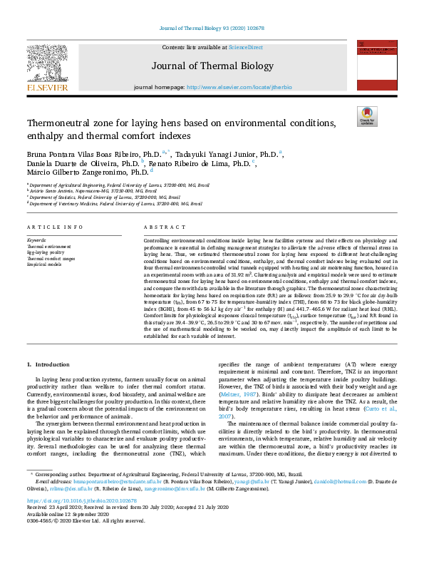 (PDF) Thermoneutral zone for laying hens based on environmental ...