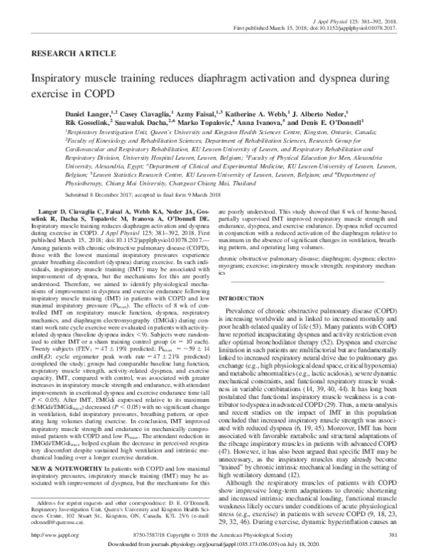 (PDF) Inspiratory muscle training reduces diaphragm activation and ...