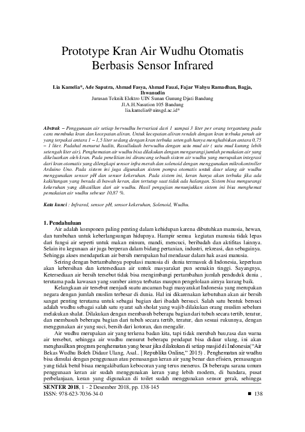 (PDF) Prototype Kran Air Wudhu Otomatis Berbasis Sensor Infrared