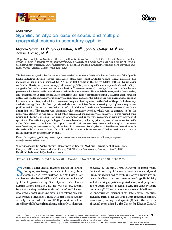 (PDF) Severe Sepsis in Atypical Secondary Syphilis