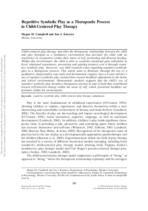 (PDF) Repetitive symbolic play as a therapeutic process in child ...