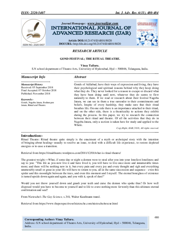 (PDF) Gond Festival; the Ritual Theatre