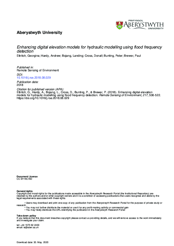 (PDF) Enhancing digital elevation models for hydraulic modelling using flood frequency detection