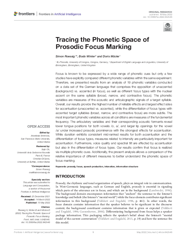 Pdf Tracing The Phonetic Space Of Prosodic Focus Marking