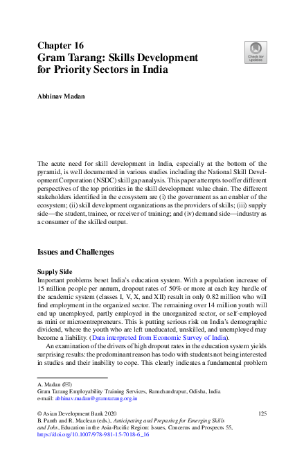 (PDF) Gram Tarang: Skills Development for Priority Sectors in India
