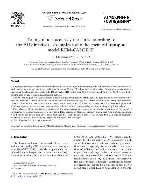 (PDF) Testing model accuracy measures according to the EU directives ...