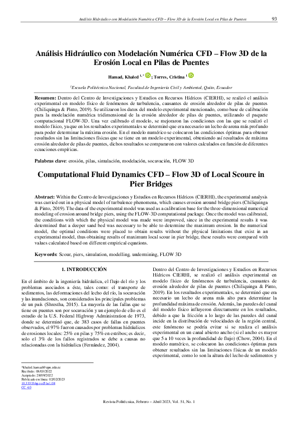 (PDF) Análisis Hidráulico con Modelación Numérica CFD – Flow 3D de la ...