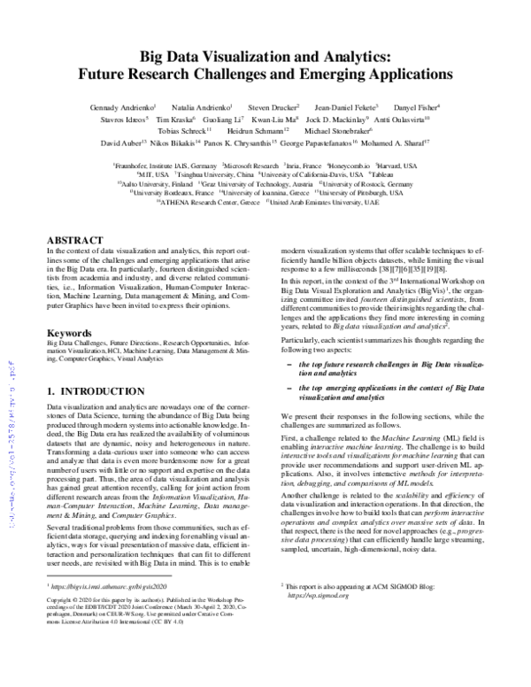 (PDF) Big Data Visualization and Analytics: Future Research Challenges and Emerging Applications