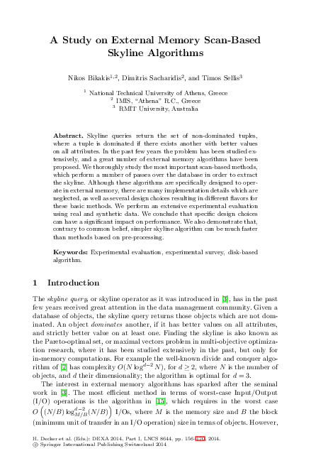 (PDF) A Study on External Memory Scan-Based Skyline Algorithms