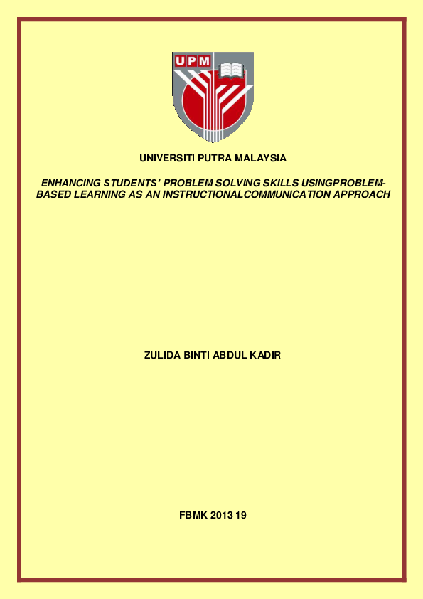 (PDF) Enhancing students’ problem solving skills using problem- based learning as an ...