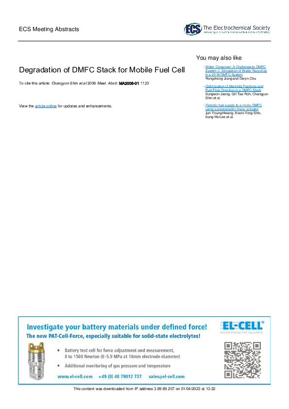 (PDF) Degradation of DMFC Stack for Mobile Fuel Cell