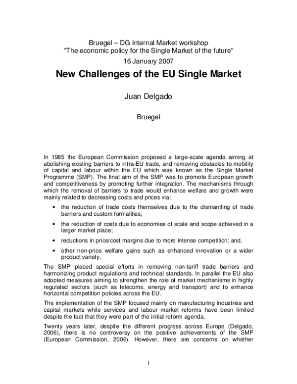 (PDF) New Challenges of the EU Single Market