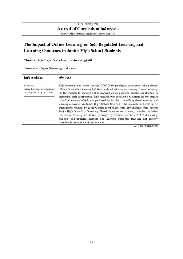 (PDF) The Impact of Online Learning on Self-Regulated Learning and ...