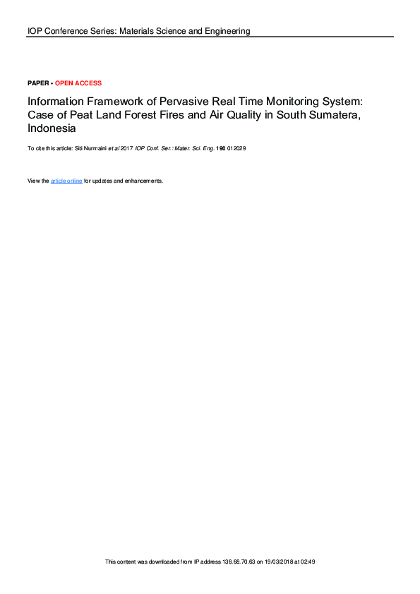 Pdf Information Framework Of Pervasive Real Time Monitoring System Case Of Peat Land Forest