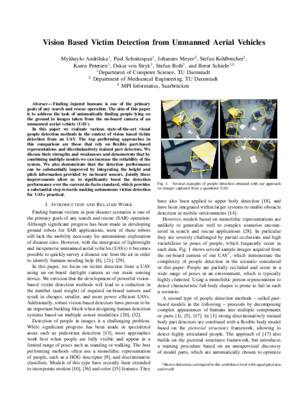 (PDF) Vision based victim detection from unmanned aerial vehicles