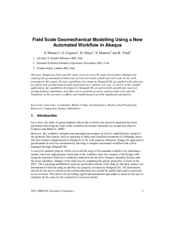 (PDF) Field Scale Geomechanical Modelling Using a New Automated Workflow in Abaqus