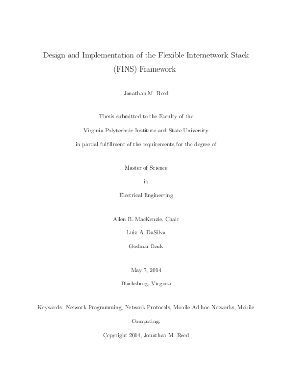 (PDF) The FINS Framework: Design and Implementation of the Flexible ...