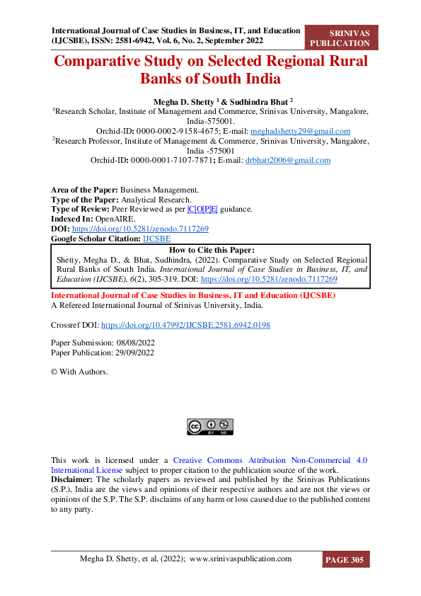 (PDF) Comparative Study on Selected Regional Rural Banks of South India