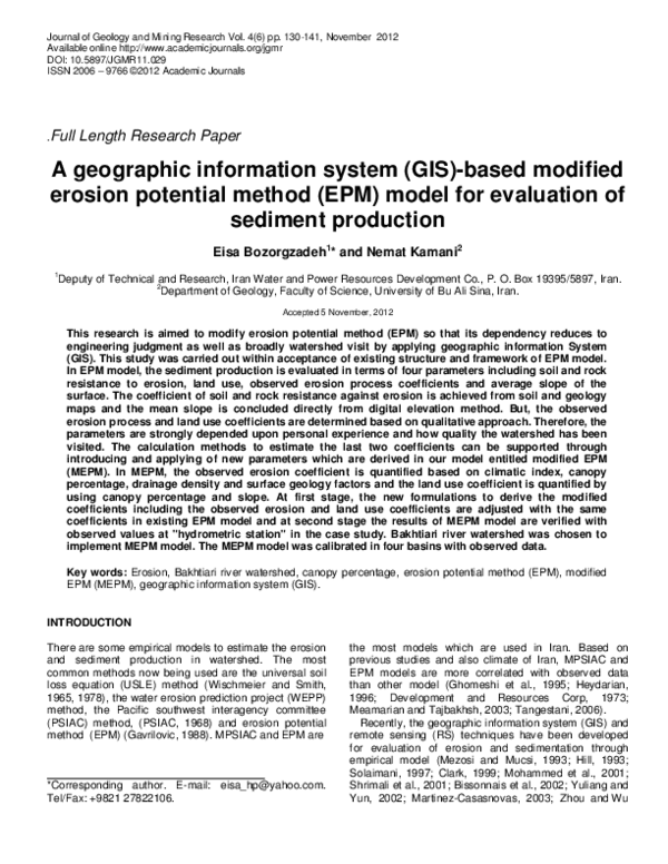 (PDF) A geographic information system (GIS)-based modified erosion ...