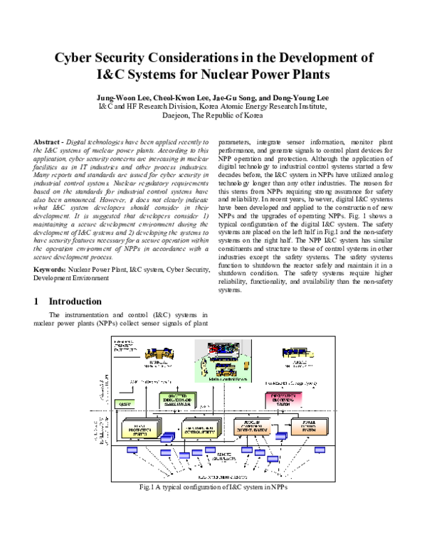 (PDF) Cyber Security Considerations in the Development of I & C Systems ...