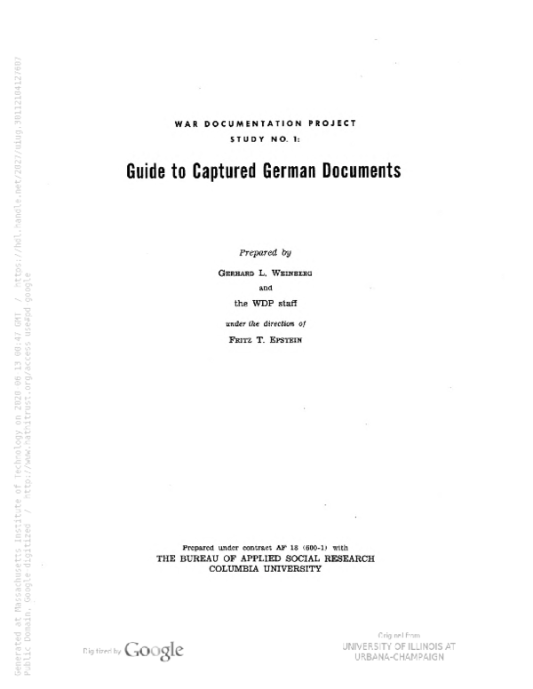 (PDF) Guide to Captured German Documents