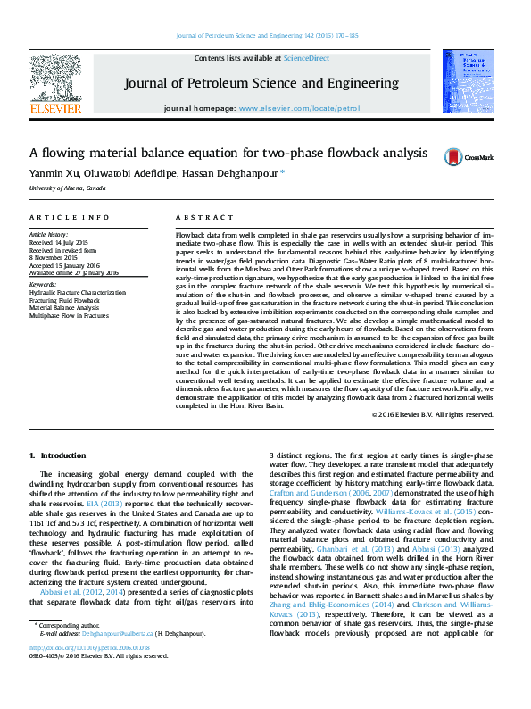 (PDF) A flowing material balance equation for two-phase flowback analysis