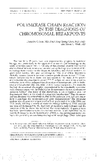 (PDF) Polymerase Chain Reaction in the Diagnosis of Chromosomal Breakpoints