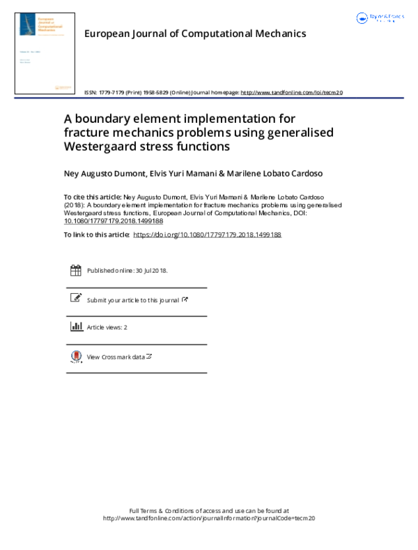 (PDF) A boundary element implementation for fracture mechanics problems ...