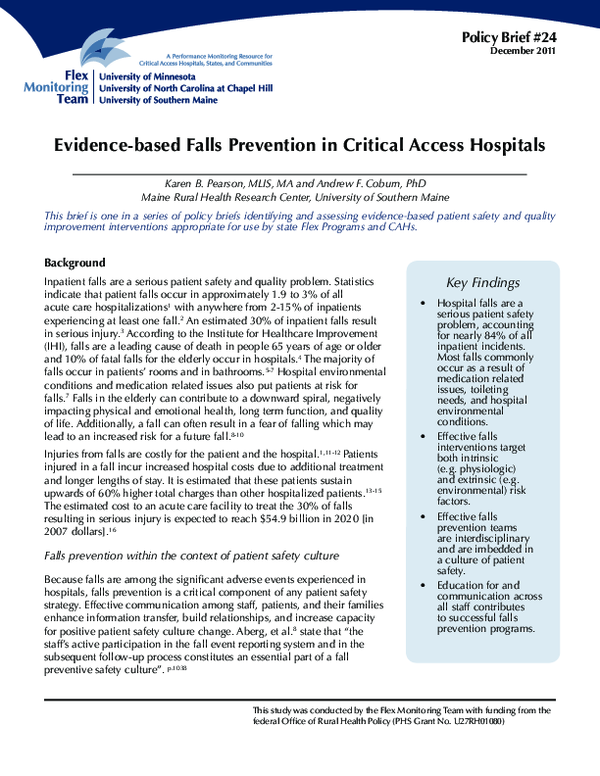 (PDF) Evidence-based Falls Prevention in Critical Access Hospitals