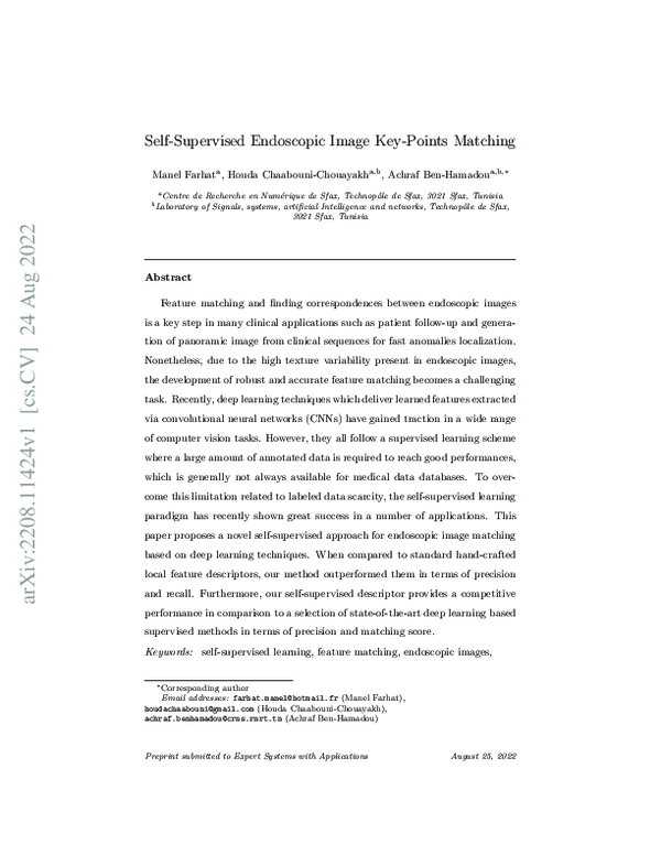 (PDF) Self-supervised endoscopic image key-points matching