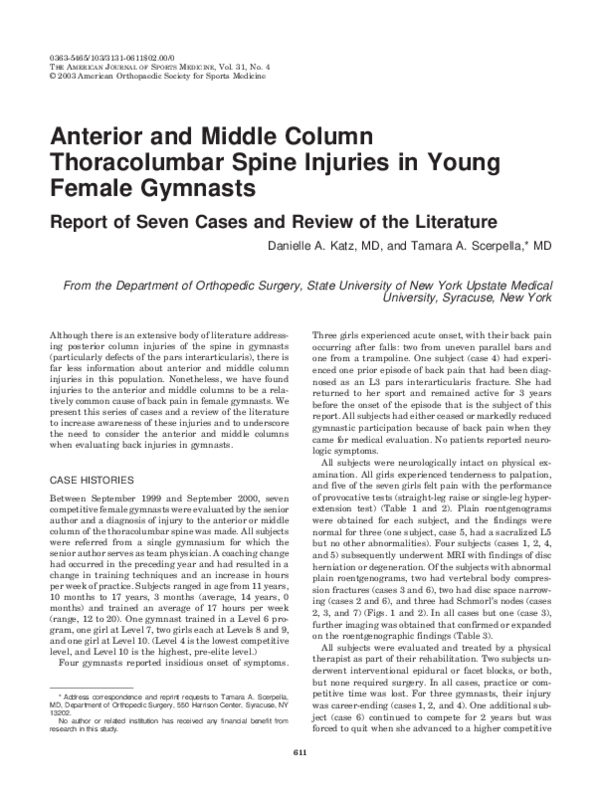 (PDF) Anterior and Middle Column Thoracolumbar Spine Injuries in Young ...