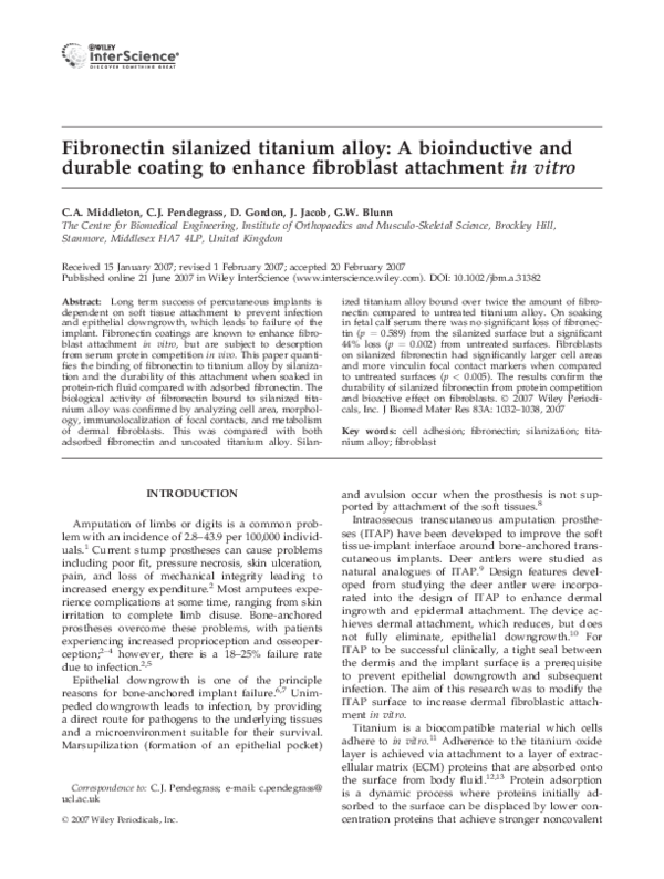 (PDF) Fibronectin silanized titanium alloy: A bioinductive and durable ...