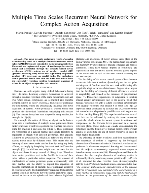 (PDF) Multiple Time Scales Recurrent Neural Network for Complex Action ...