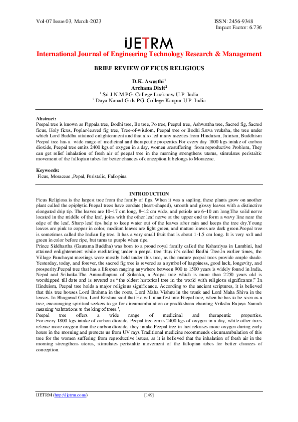 (PDF) BRIEF REVIEW OF FICUS RELIGIOUS
