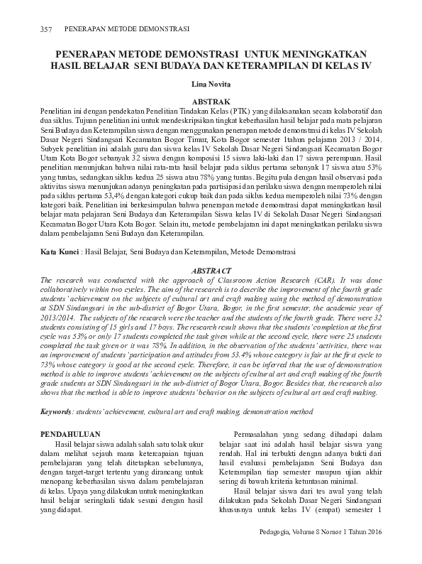 (PDF) Penerapan Metode Demonstrasi untuk Meningkatkan Hasil Belajar ... (PDF) Penerapan Metode Demonstrasi untuk Meningkatkan Hasil Belajar ...