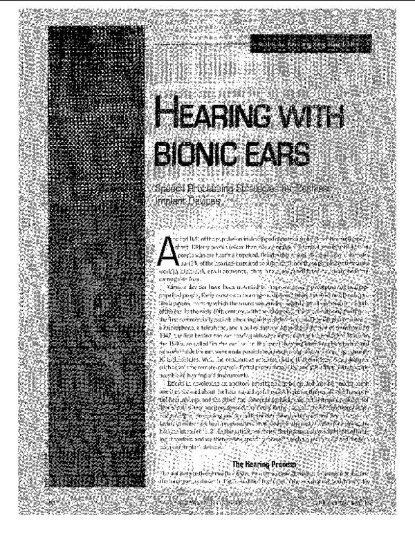 (PDF) Hearing with bionic ears [cochlear implant devices]