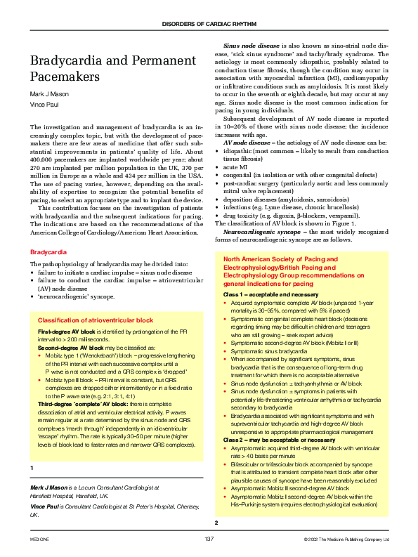 (PDF) Bradycardia and Permanent Pacemakers