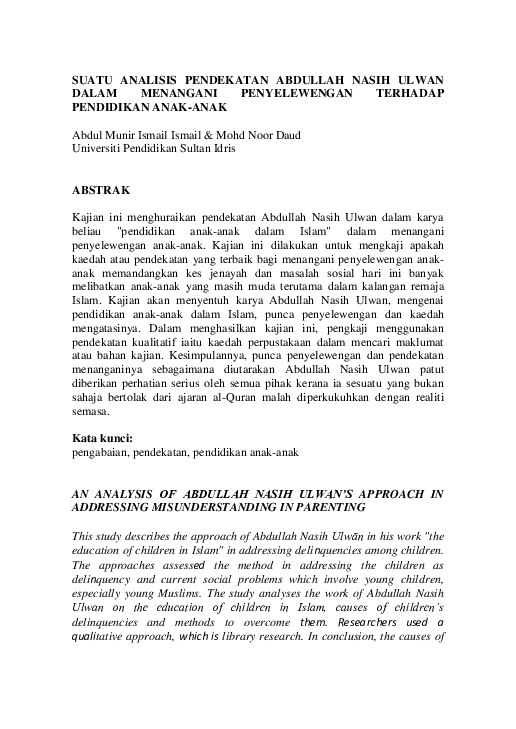 (PDF) Suatu Analisis Pendekatan Abdullah Nasih Ulwan Dalam Menangani ...