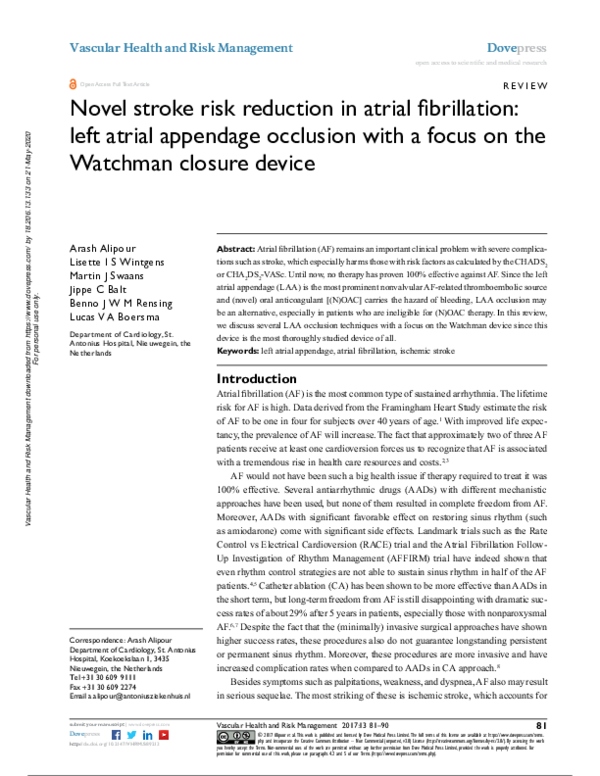 (PDF) Novel stroke risk reduction in atrial fibrillation: left atrial ...