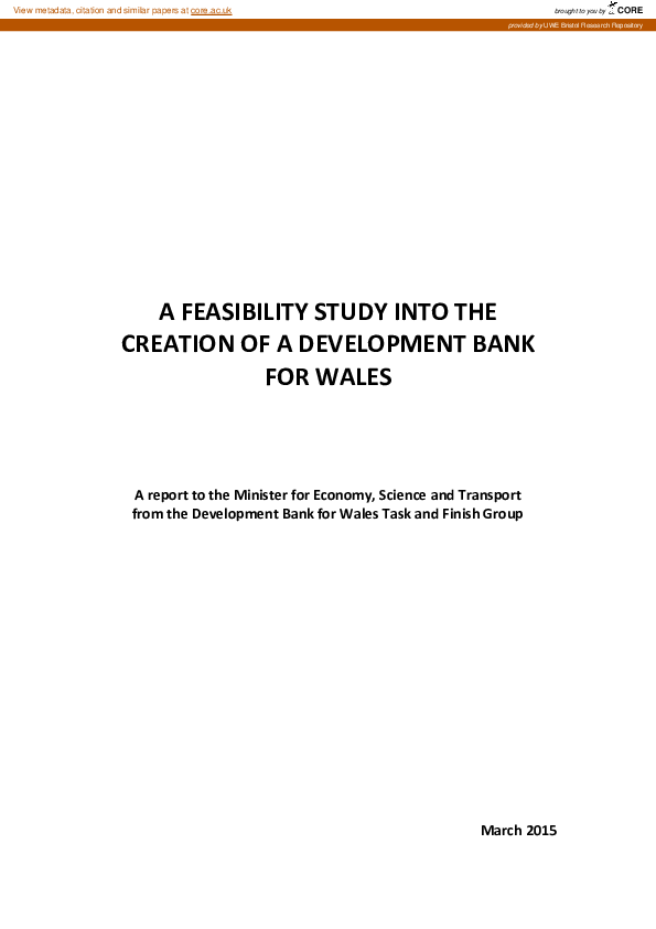 (PDF) Feasibility of a Development Bank for Wales