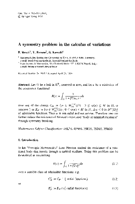 (PDF) A symmetry problem in the calculus of variations