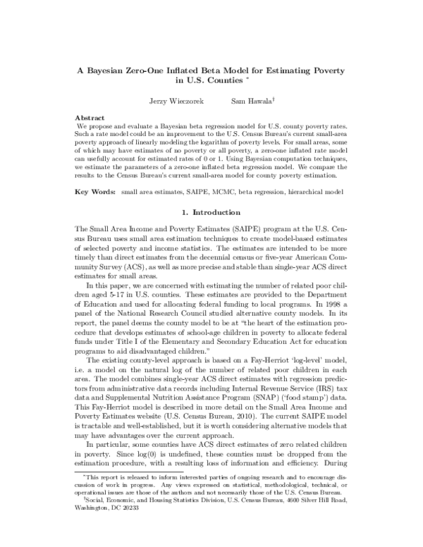 (PDF) A Bayesian Zero-One Inflated Beta Model for Estimating Poverty in ...