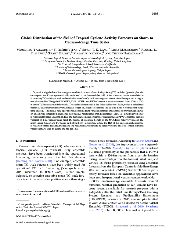 (PDF) Global Distribution of the Skill of Tropical Cyclone Activity ...