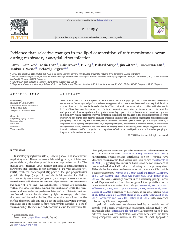 (PDF) Evidence that selective changes in the lipid composition of raft ...