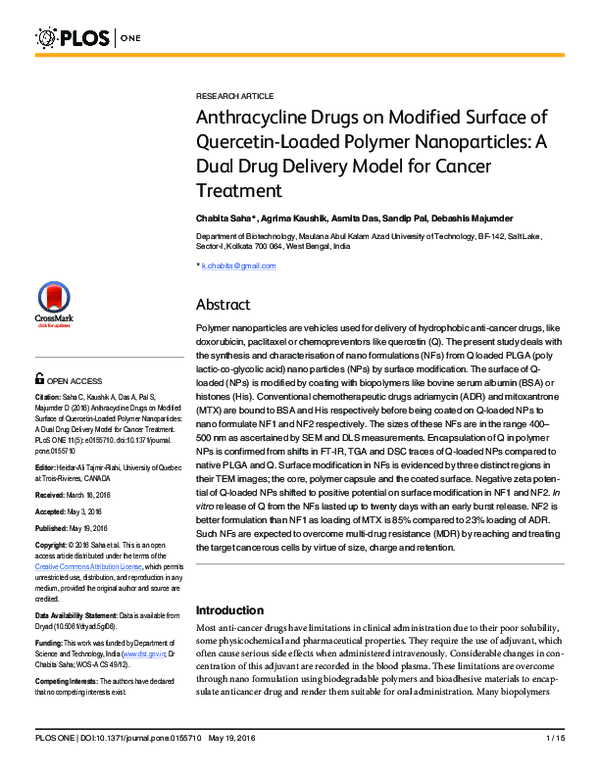 (PDF) Anthracycline Drugs on Modified Surface of Quercetin-Loaded ...